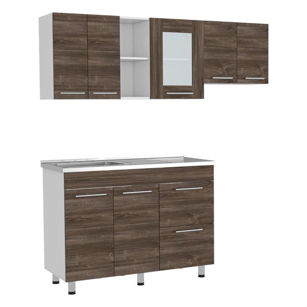 Cocina Integral Kiret, Avellana y Blanco, Incluye Mesón Izquierdo Hc ...