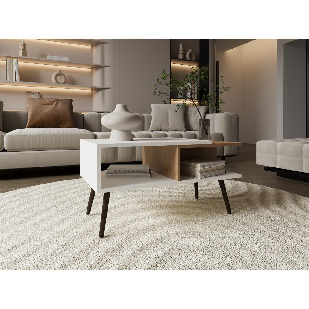 Mesa de Centro Aranez, Blanco y Fresno Europeo, con diseño moderno y p ...