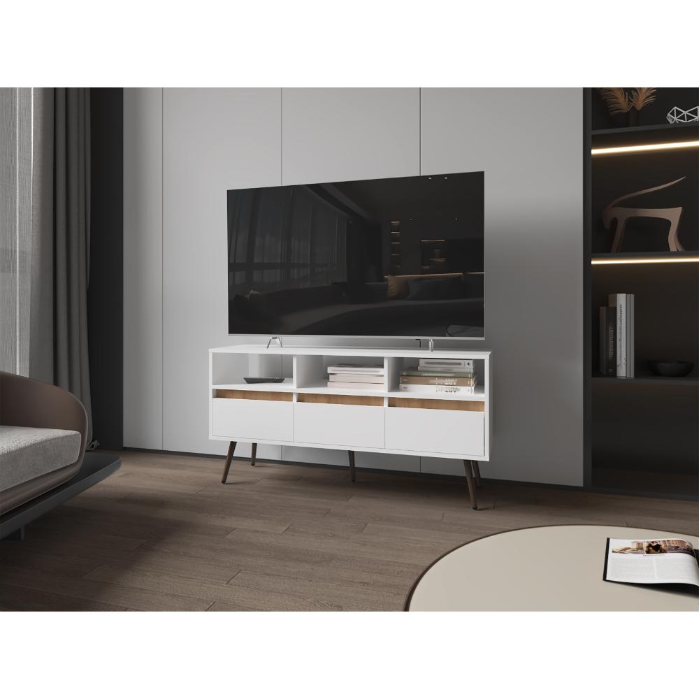 Mesa para TV Aranez, Blanco y Fresno Europeo, para tv máximo 50" ZF ...
