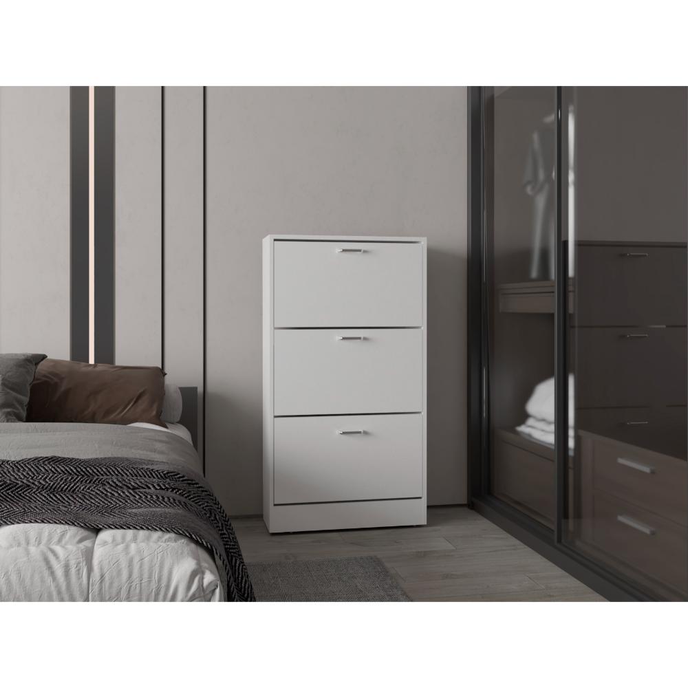 Zapatero Inola, Blanco, con tres puertas abatibles ZF – Virtual Muebles ...