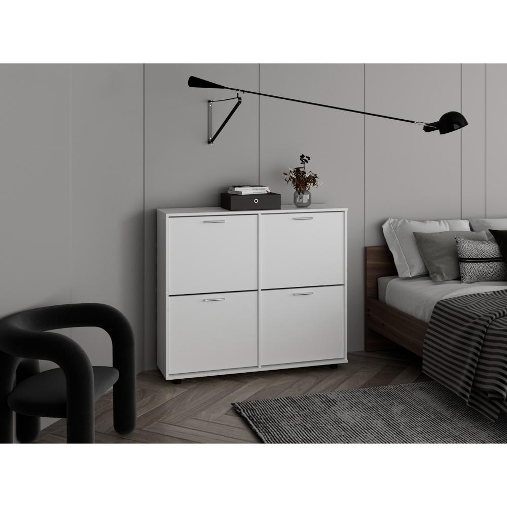 Zapatero Opal, Blanco, con 4 puertas abatibles ZF – Virtual Muebles ...